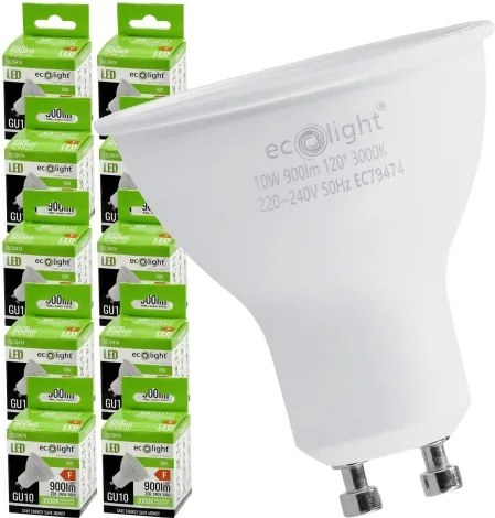 ECOLIGHT 6x LED žárovka GU10 10W teplá bílá