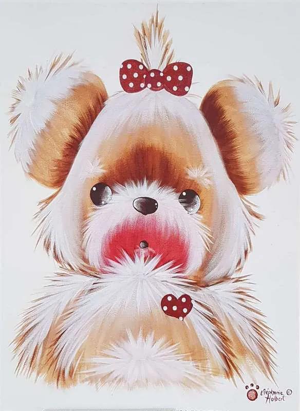 ART-STYLE Obrázek 30x40, medvěd s mašlí, rám sv. dub - červotoč