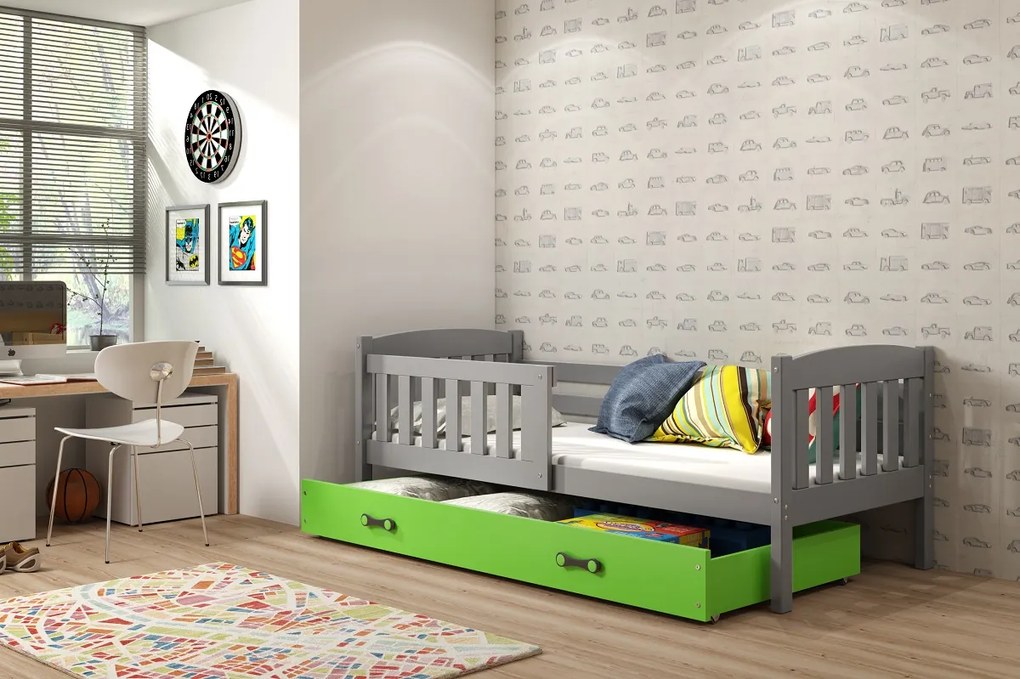 BMS Group Dětská postel s úložným prostorem KUBUS grafit Velikost postele: 190x80 cm, Barva šuplíku: Modrá