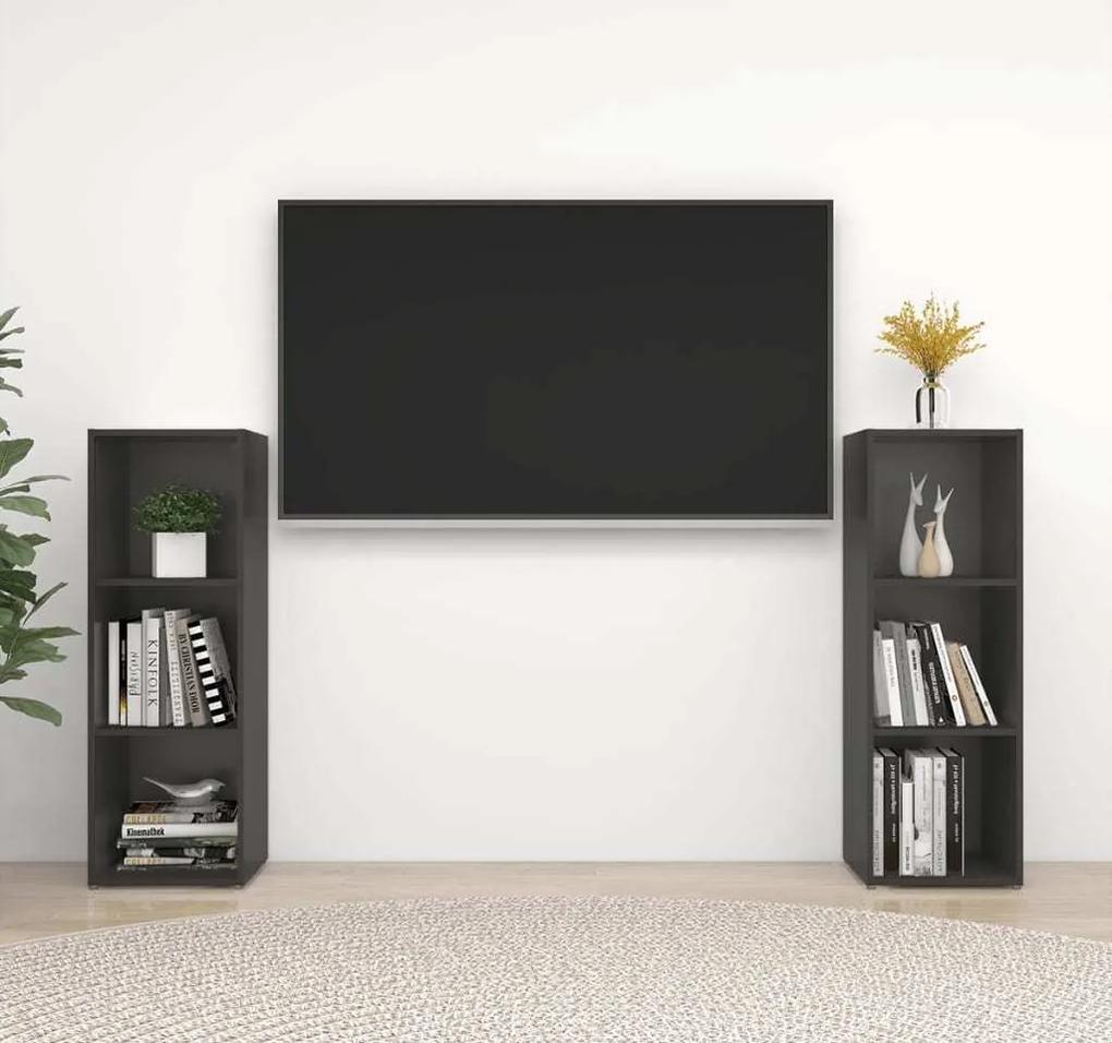 vidaXL TV skříňky 2 ks 107 x 35 x 37 cm dřevotříska [3079915] Barva: Šedá