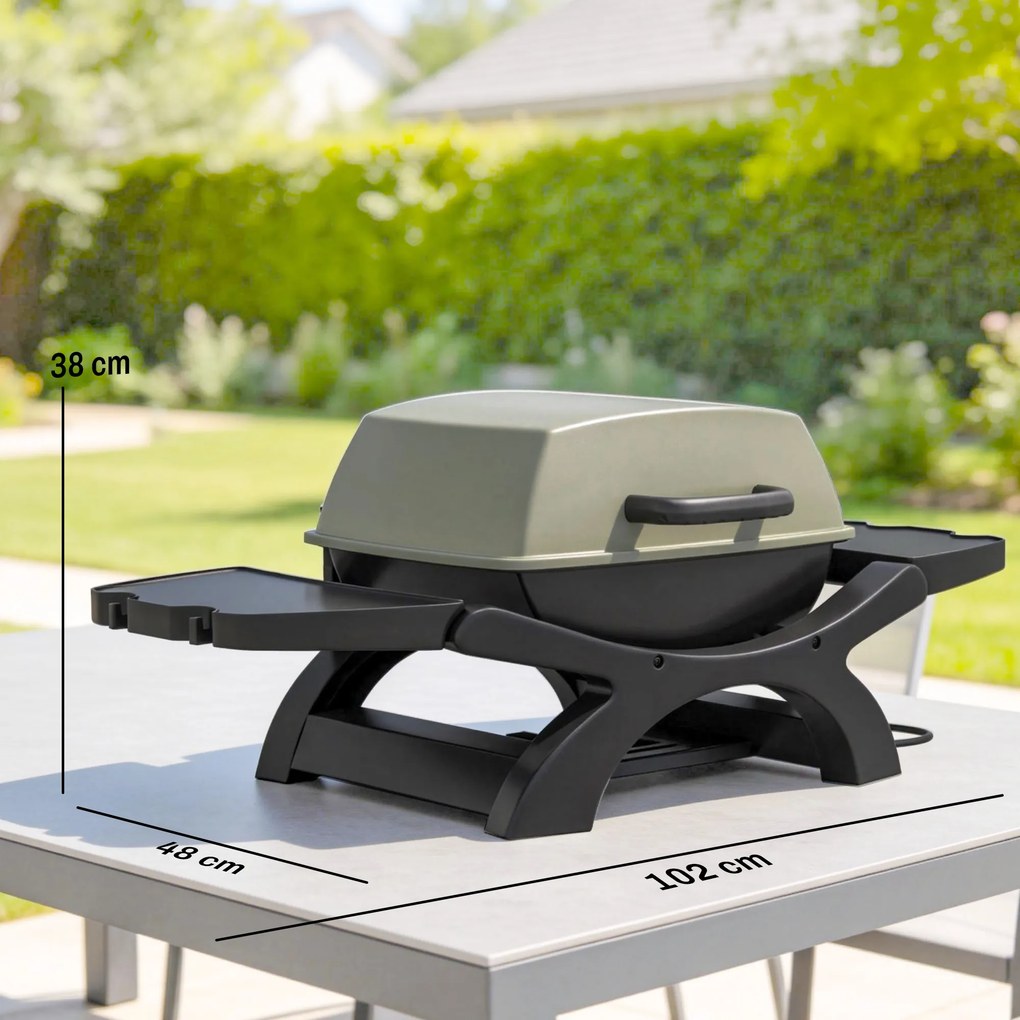 Outsunny stolní elektrický gril 2300W 23x71 cm přenosný elektrický gril s nepřilnavými grilovacími rošty, odkapávací miska
