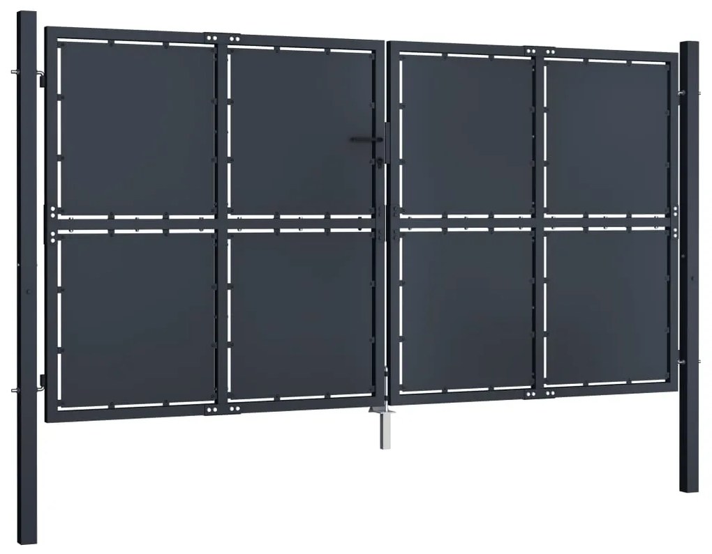 vidaXL Marketos Zahradní brána ocelová 300 x 125 cm antracitová