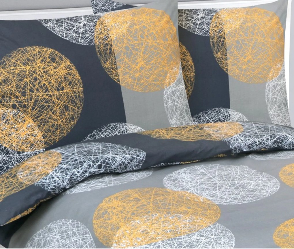Bavlněné povlečení Oranžová,Šedá 90/865 B - 140x200 cm, 70x90 cm