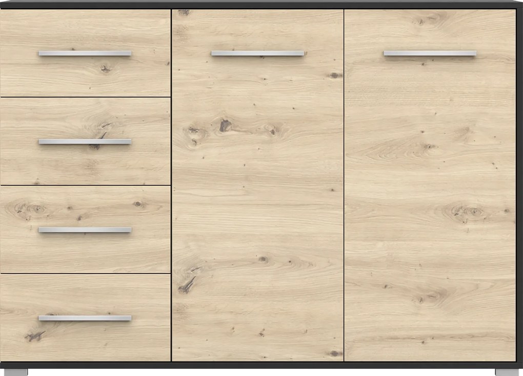 IDZ Komoda FRIDA 2D4S 01, 135 cm Dub Artisan / Černá