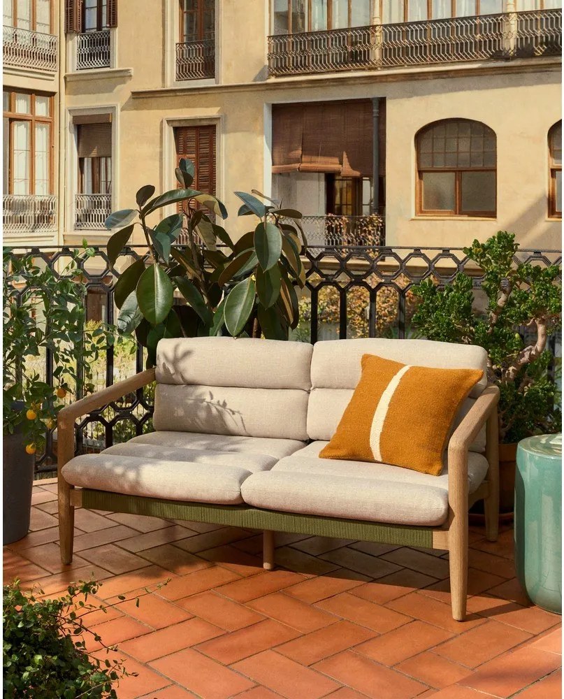 Zelená/béžová čalouněná zahradní pohovka Menfi – Kave Home