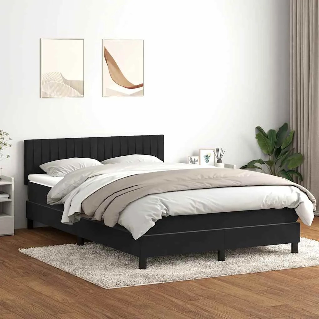 Box spring postel s matrací černá 160x210 cm samet 3316409