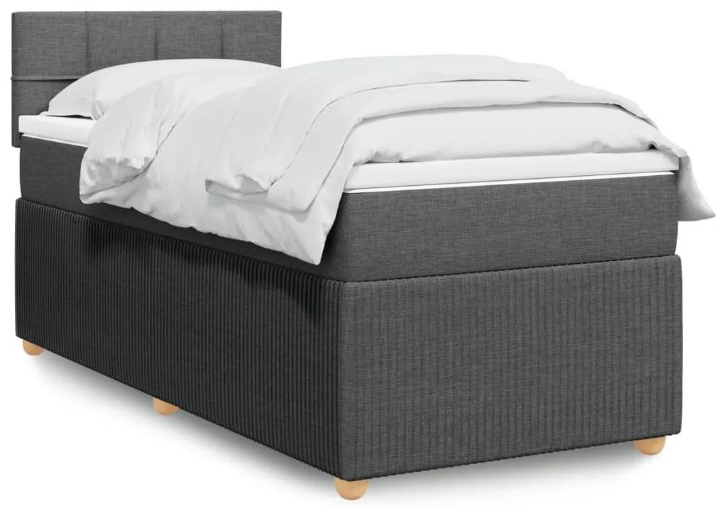 Box spring postel s matrací tmavě šedá 90x200 cm textil