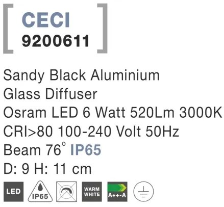 Venkovní LED svítidlo Ceci 9 černé