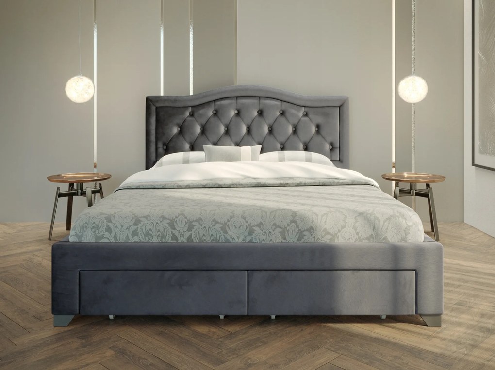 PROXIMA STORE.cz - Čalouněná manželská postel ELECTRA - tmavě šedá - 140 Velikost postele: Pre matrac 140 x 200 cm