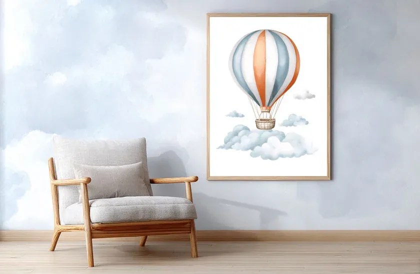 Cesta mezi oblaky - obraz - Horkovzdušný balón nad mraky 80 - 40 x 50 cm - 499 Kč