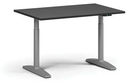 Výškově nastavitelný stůl OBOL, elektrický, 675-1325 mm, deska 1200x800 mm, šedá zaoblená podnož, grafit