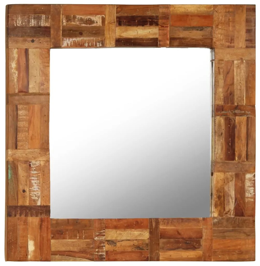 246417 vidaXL Nástěnné zrcadlo masivní recyklované dřevo 60 x 60 cm