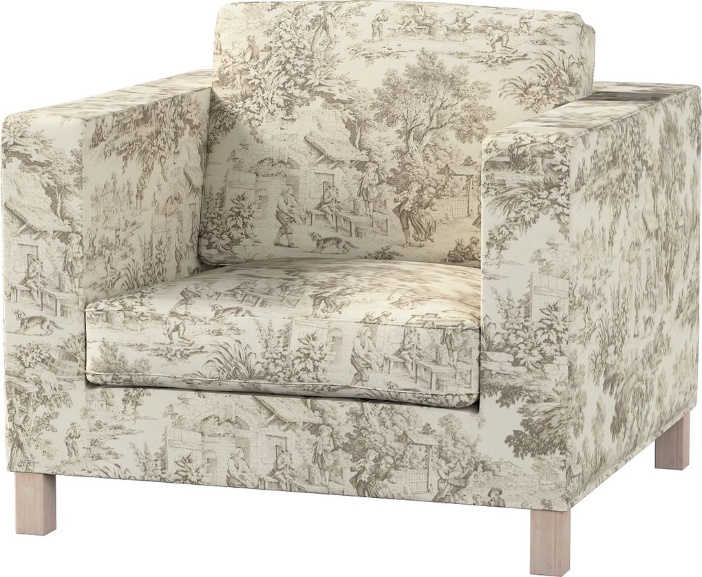Potah na křesko IKEA Karlanda, krátký barva hnědá látka vzorované