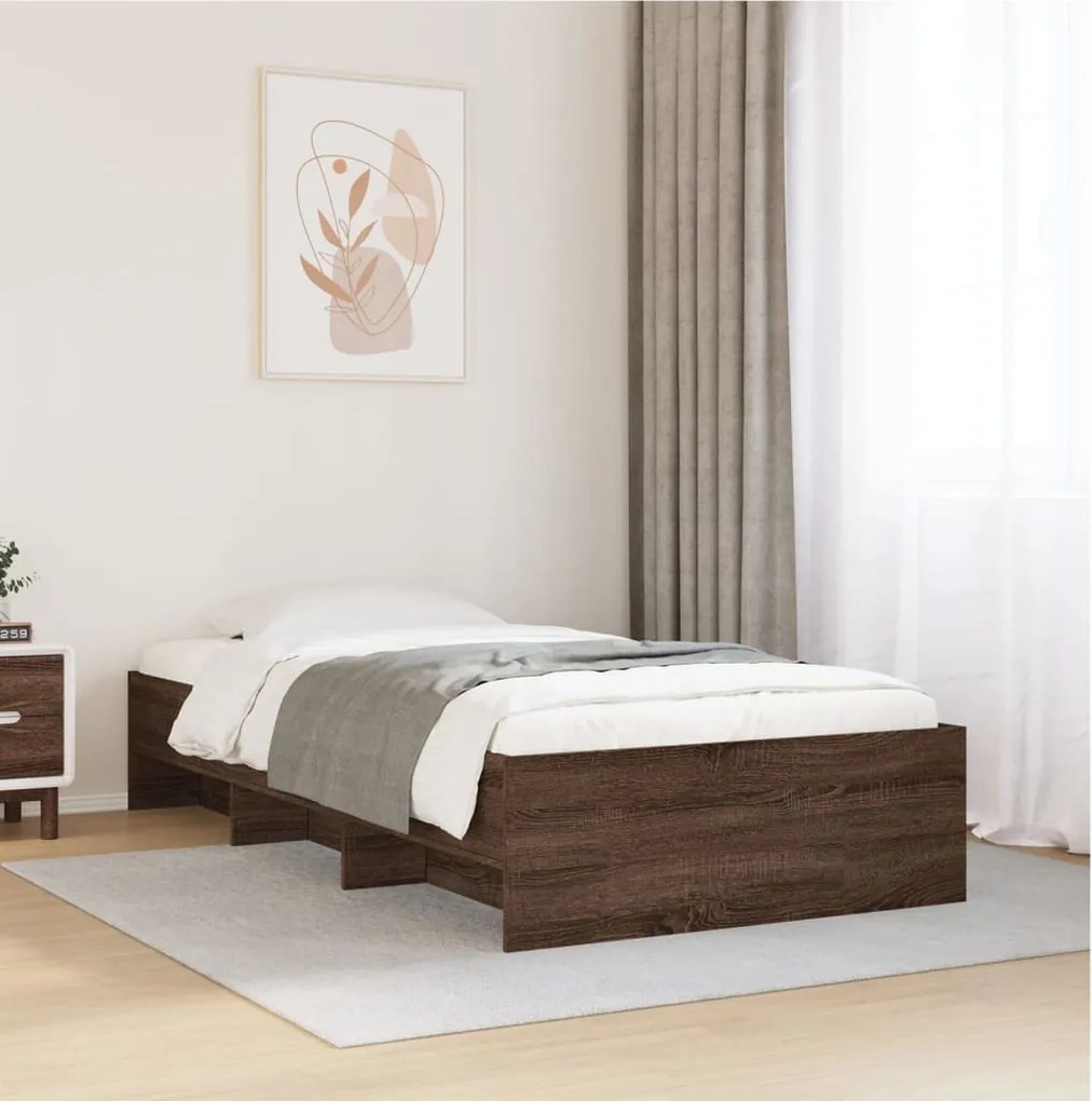 Rám postele bez matrace hnědý dub 75 x 190 cm kompozitní dřevo 3295715