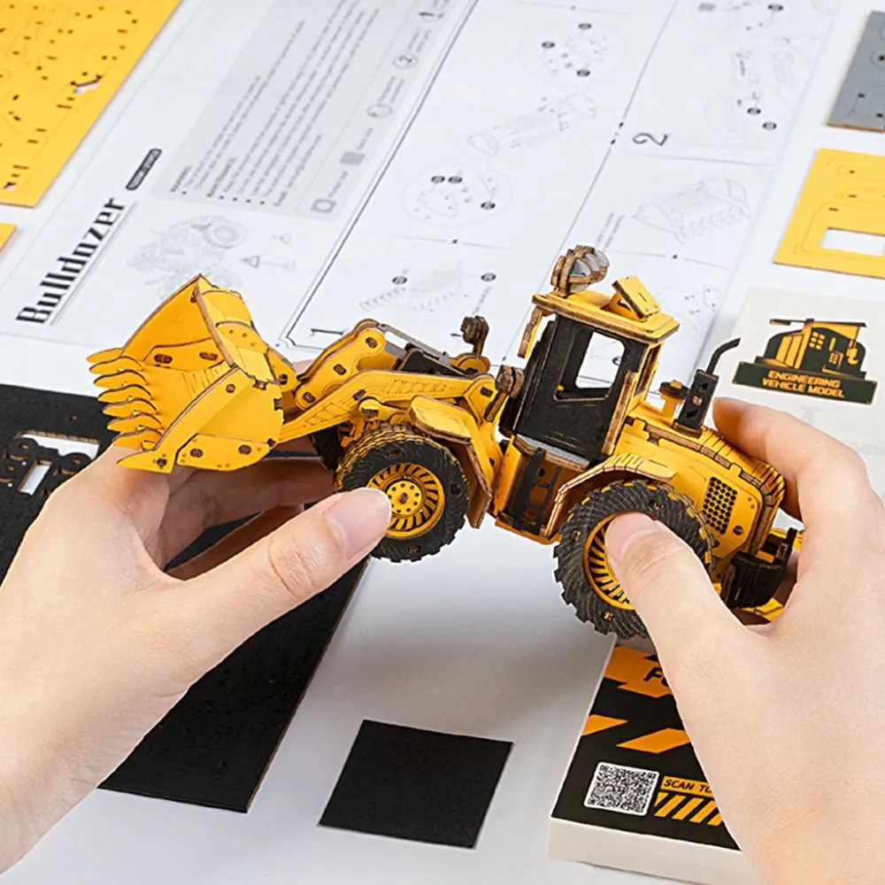ROBOTIME Rokr 3D dřevěné puzzle Buldozer 211 ks
