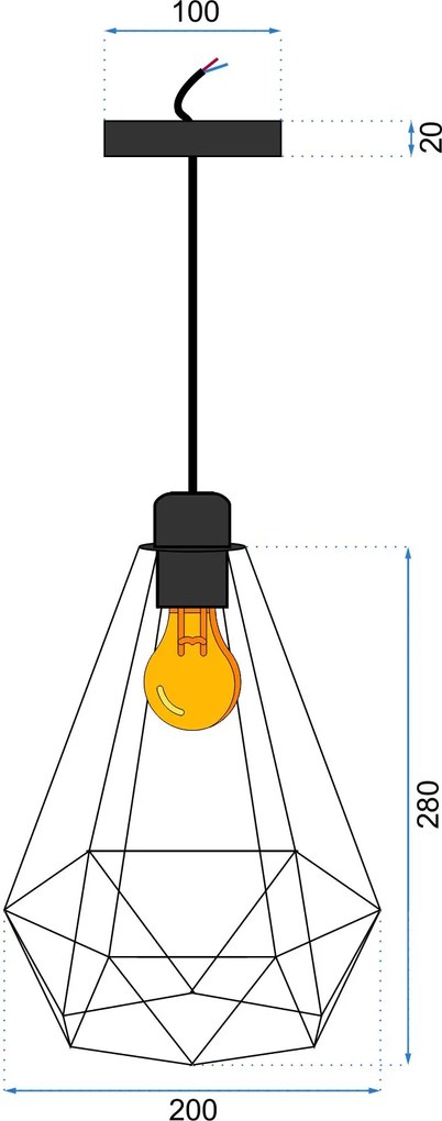 Toolight - Stropní lampa Reno 1xE27 180986, černá, OSW-00011