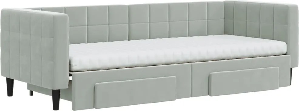 Válenda s přistýlkou a zásuvkami světle šedá 80 x 200 cm samet 3196756