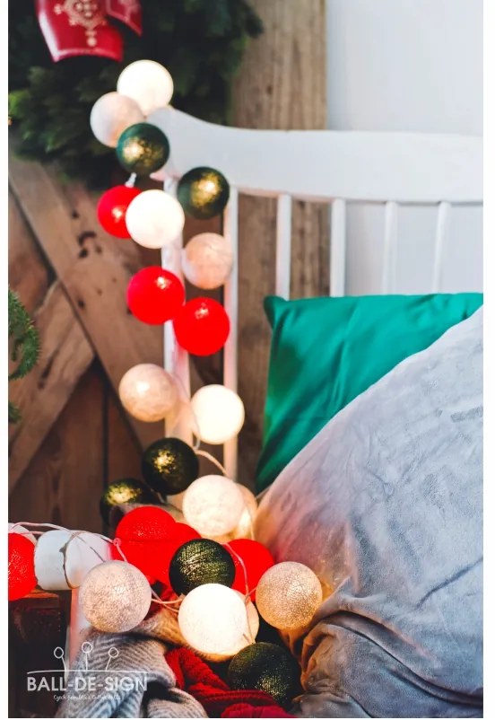 Vánoční svítící koule - Krásné Vánoce - 20 koulí v linii LED na baterie |  Sousedé