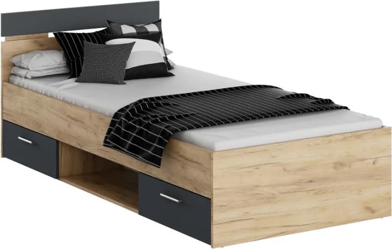 Postel MICHIGAN NEW 90x200, dub artisan/grafit, Kondela 0000373275