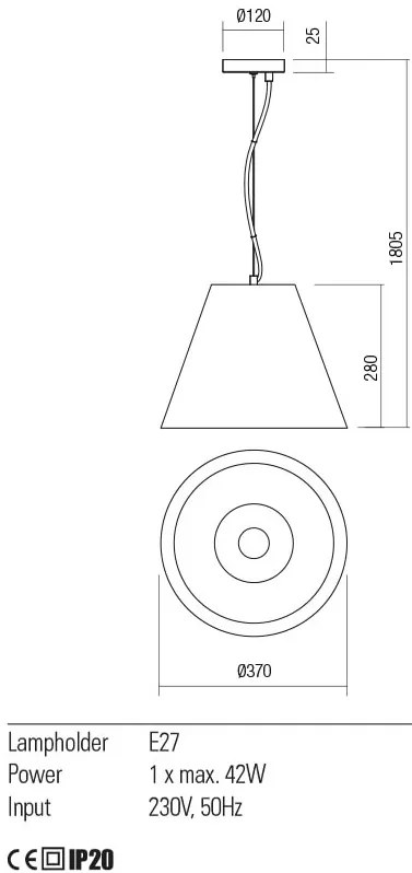 Redo Závěsná lampa Tessa, ø37cm