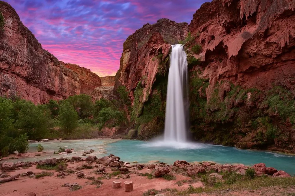 Vícedílný obraz Vodopády Havasupai Nedostatek Nedostatek Přírodní plátno 150x100