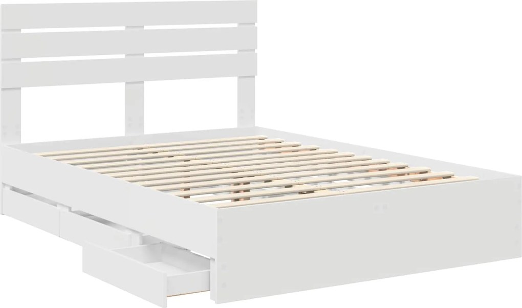 Rám postele se zásuvkou Bílá 160 x 200 cm Inženýrské dřevo 3411489
