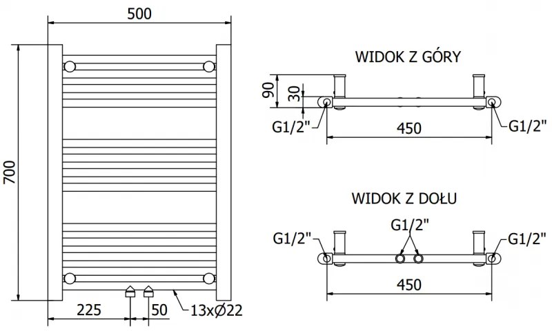 Mexen Mars, elektrické topné těleso 700 x 500 mm, 300 W, bílá, W110-0700-500-2300-20
