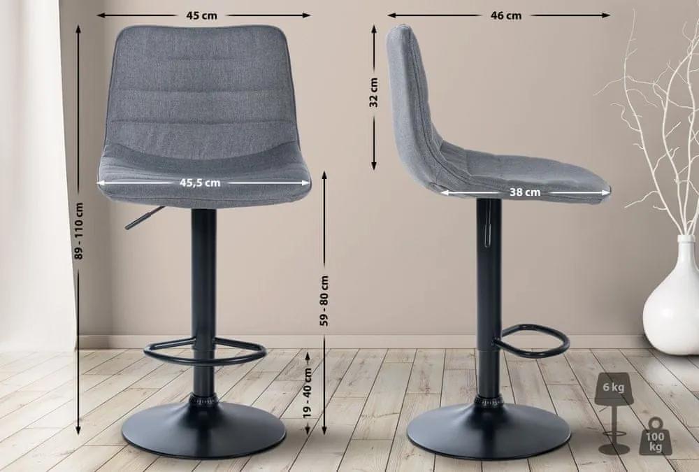 Bhm germany Barová židle Lex, textil, černá podnož / šedá