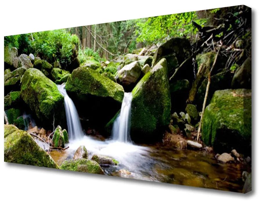 Obraz na plátně Vodopád Skály Příroda 140x70 cm