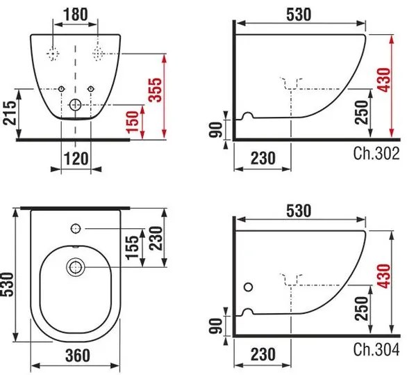 Jika Mio Závěsný bidet (včetně Easyfit), s Jika Perla, bílá H8317121003021