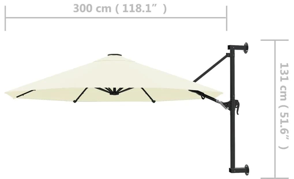 vidaXL Nástěnný slunečník s kovovou tyčí 300 cm pískový