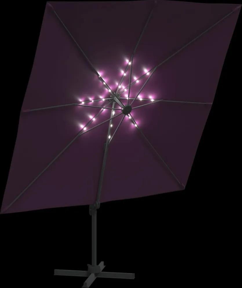vidaXL Konzolový slunečník s LED bordó 400 x 300 cm [319933]