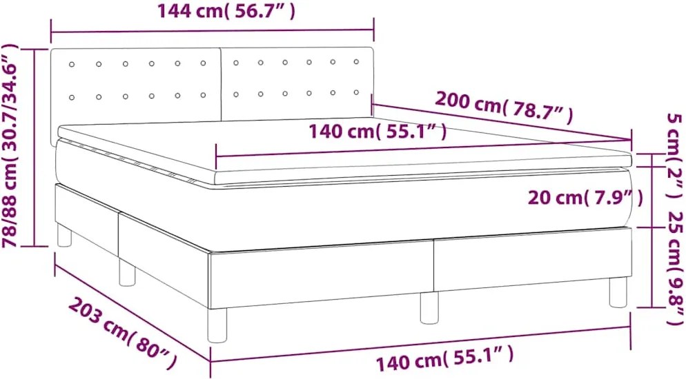 Box spring postel s matrací černá 140x200 cm samet 3141547