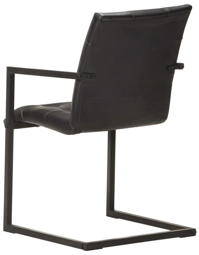 Konzolové jídelní židle 2 ks černé pravá kůže,  321848