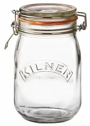 KILNER kulatá zavařovací sklenice s klipem, 1 l