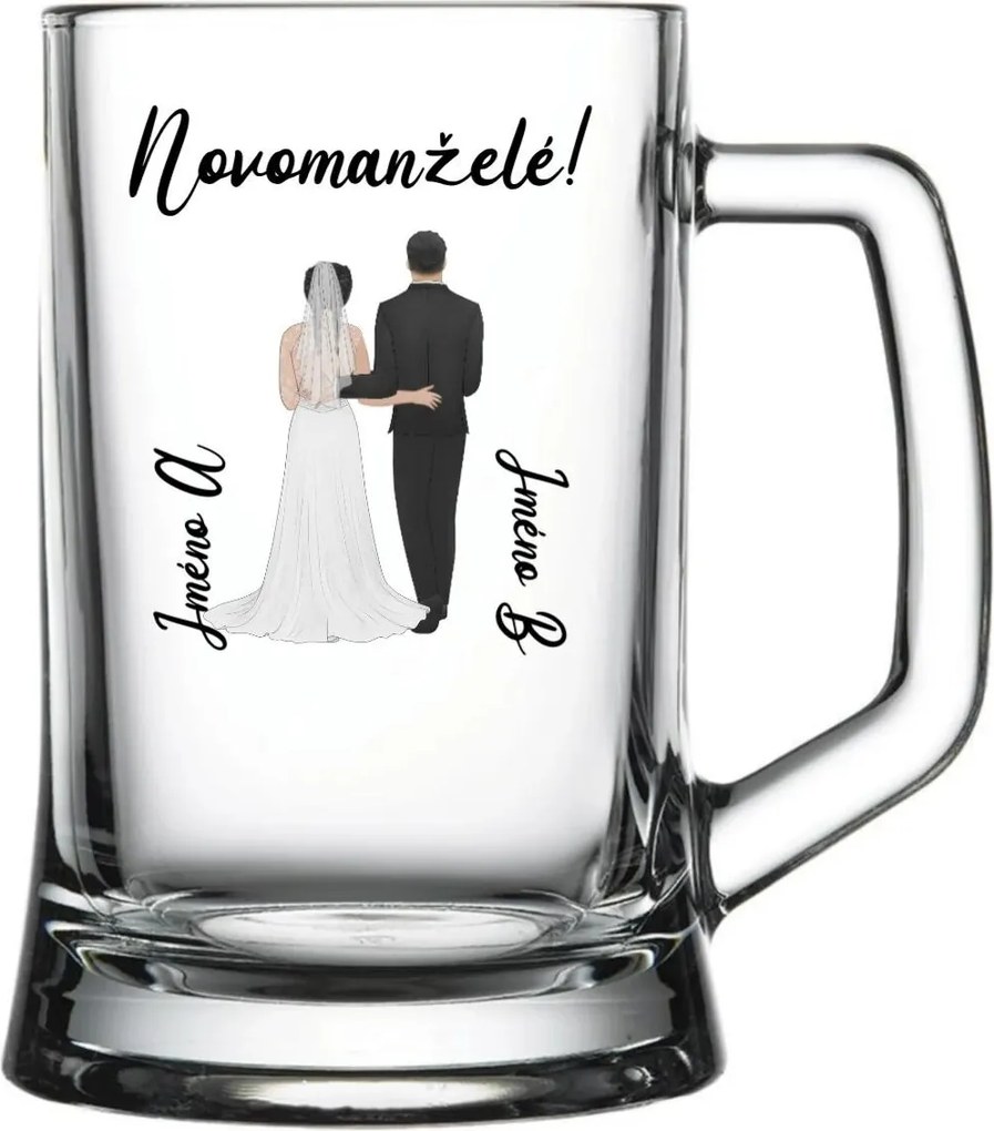 Personalizovaná pivní sklenice se svatebním párem