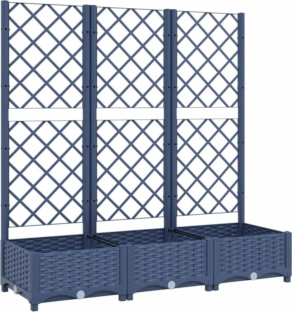 Zahradní truhlík s treláží modrá šedá 120 x 40 x 121,5 cm PP 318252