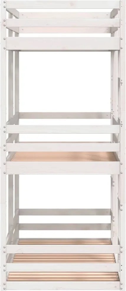 Třípatrová postel bílá 75 x 190 cm masivní borové dřevo 3284261