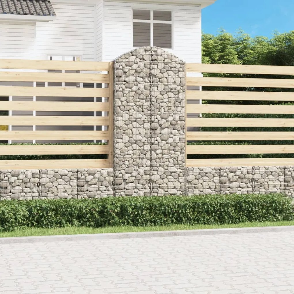 Klenutý gabionový koš 100 x 30 x 220/240 cm pozinkované železo 153431