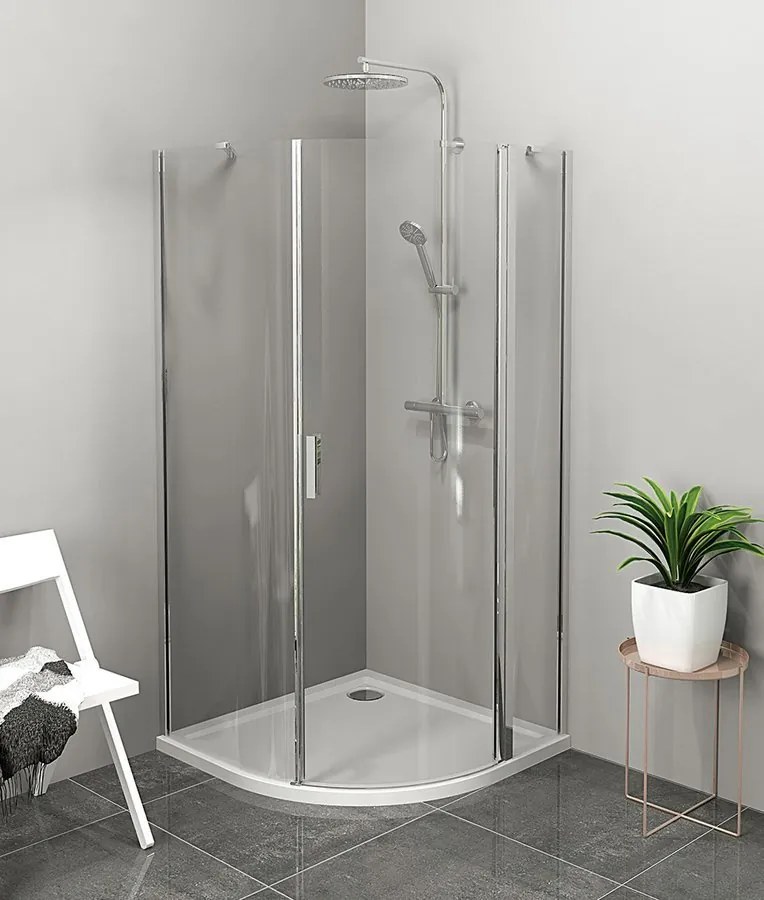 Polysan Polysan, ZOOM LINE čtvrtkruhová sprchová zástěna 900x900mm, čiré sklo, pravá, ZL2615R