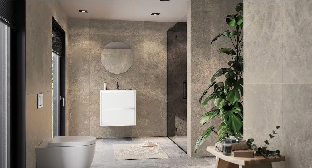 Bílá matná závěsná skříňka pod umyvadlo 61x61 cm Bodera – Germania