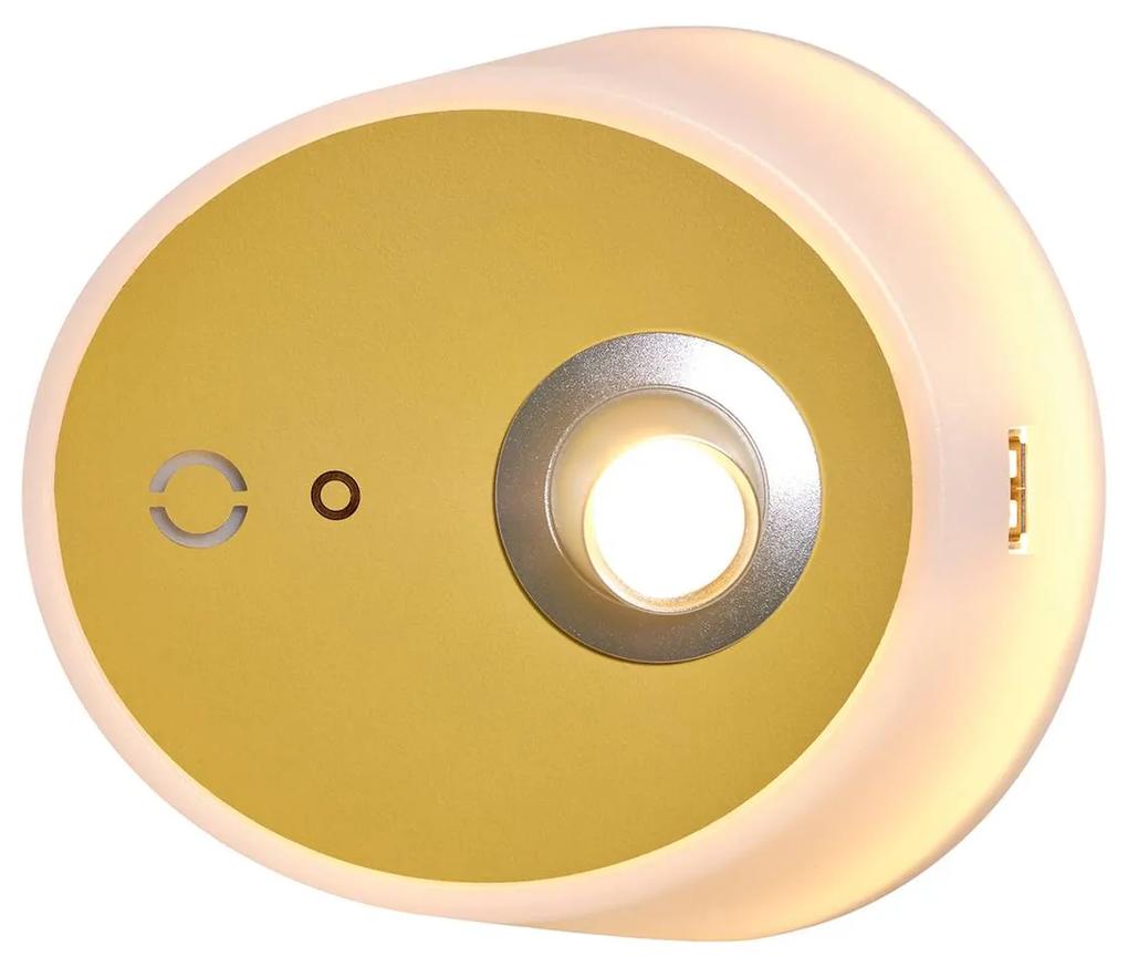 LED nástěnné světlo Zoom, bodovka USB výstup žlutá