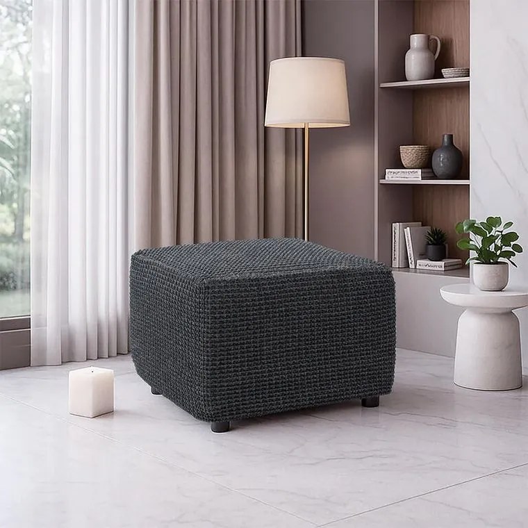 Super strečové potahy RUBINIA antracitová taburet (40 - 60 cm)