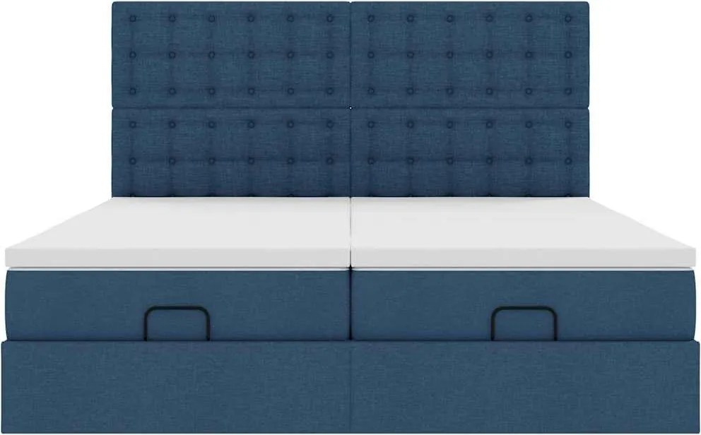 Osmanský rám postele s matracíes modrá 180x200cm textil 3313740