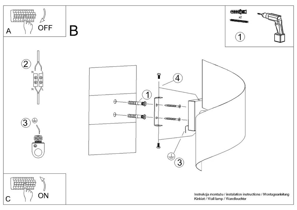 Nástěnné svítidlo Talassa, 1x černé kovové stínítko