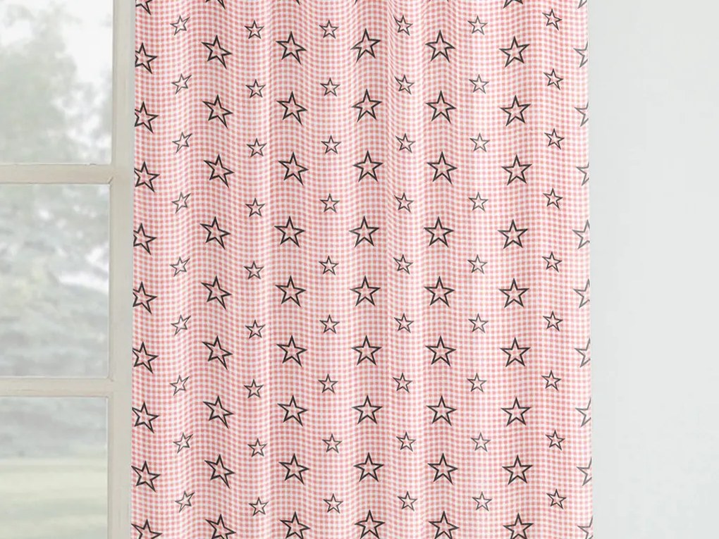 Goldea dětský bavlněný závěs - vzor hvězdičky na růžovém káru 140x140 cm