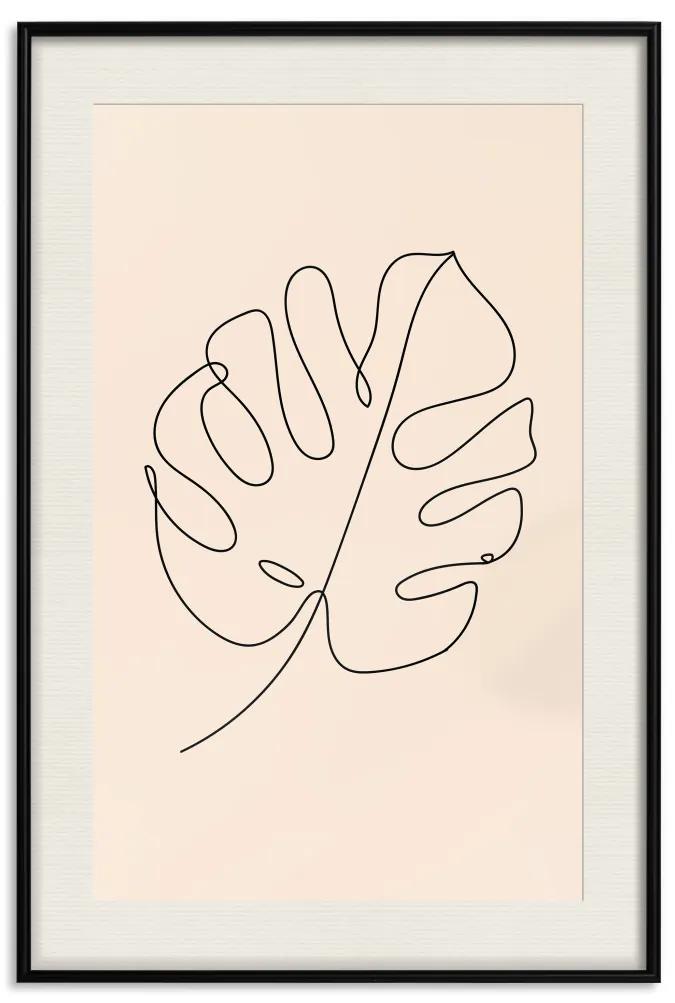 Plakát Lineární monstera - minimalistický jemný list na béžovém pozadí