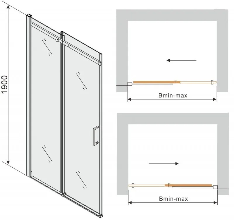 Sprchové dveře MEXEN OMEGA šedé sklo, 100 cm