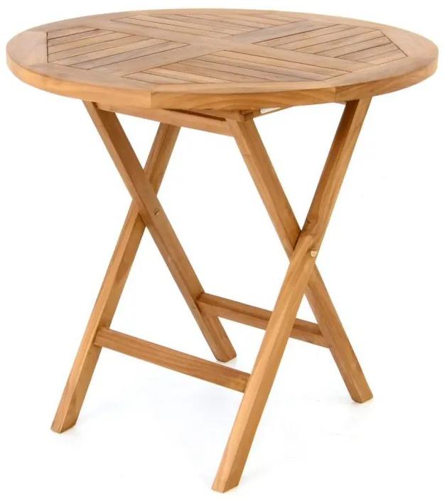 DIVERO 2211 kulatý zahradní stolek z týkového dřeva, Ø 80 cm