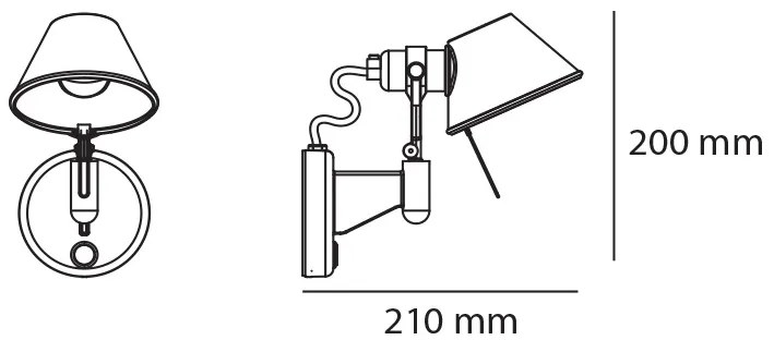 Artemide A043500 Tolomeo Micro Faretto LED, nástěnné designové svítidlo bez vypínače, 9W LED 3000K, hliník